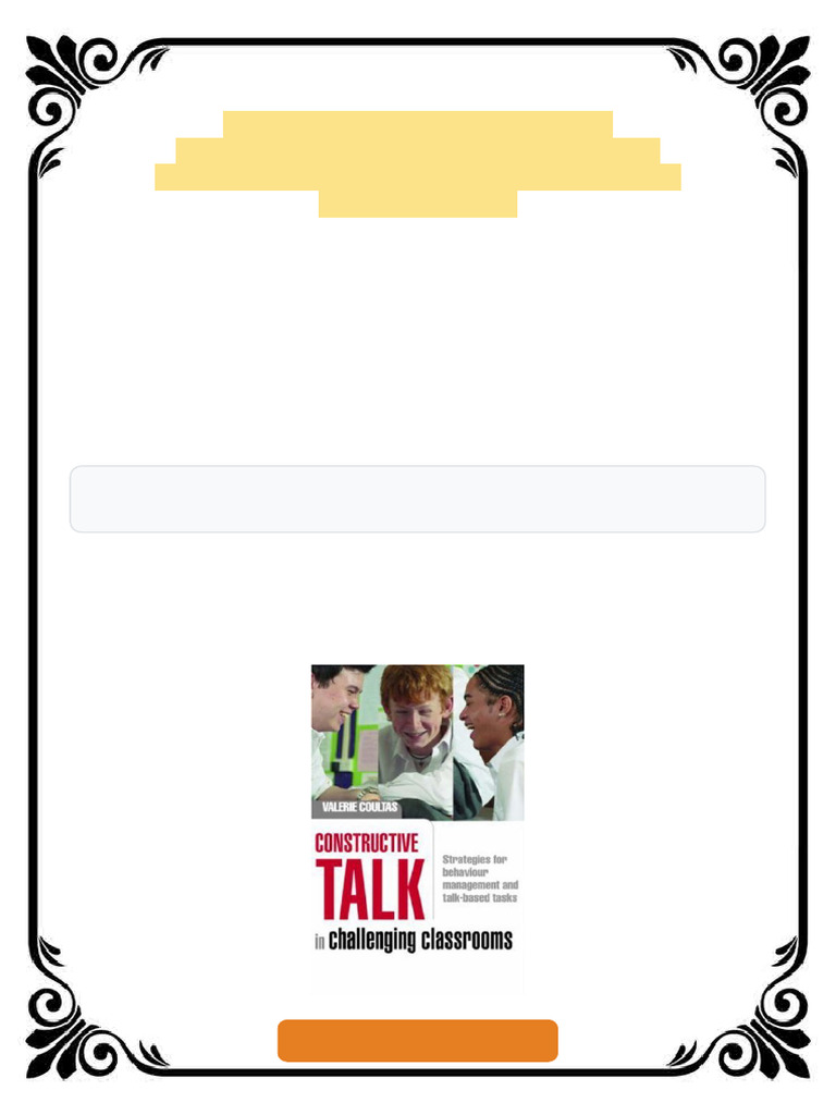 Constructive Talk in Challenging Classrooms Strategies For Behaviour ...
