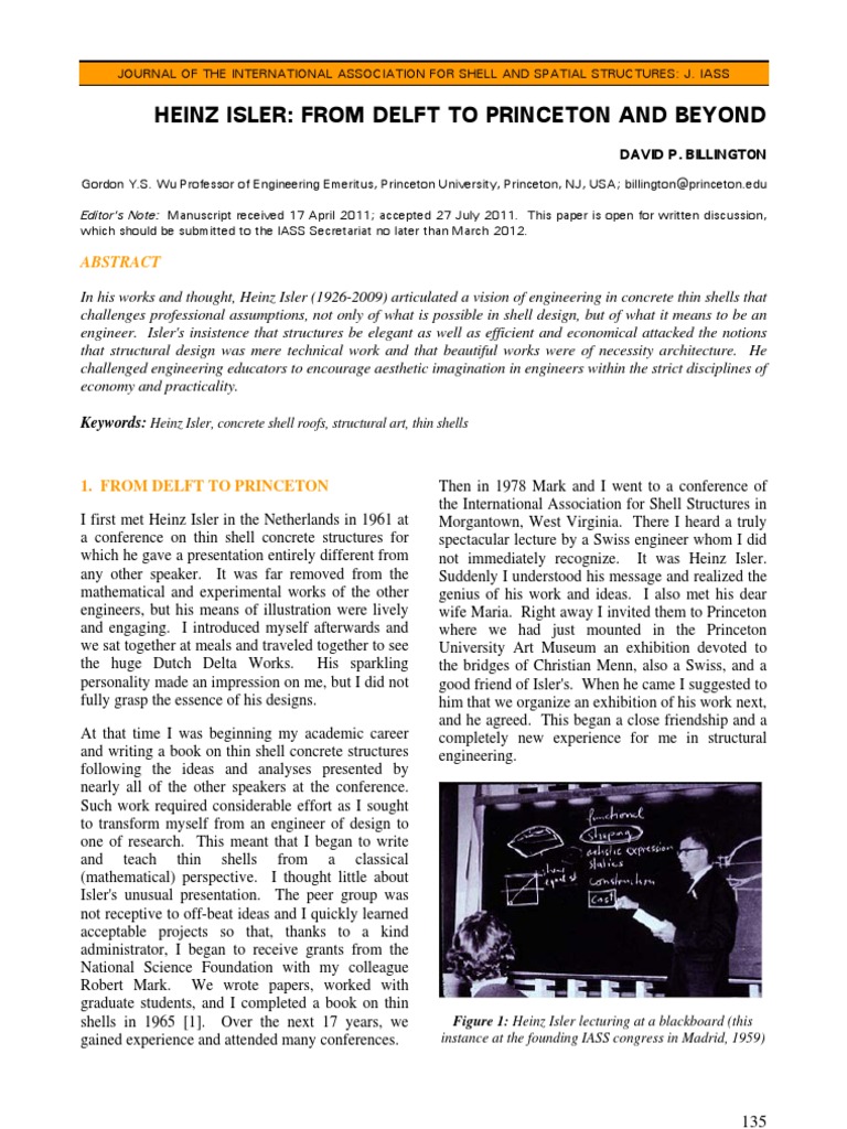 Billington Heinz Isler | PDF | Aesthetics | Teachers