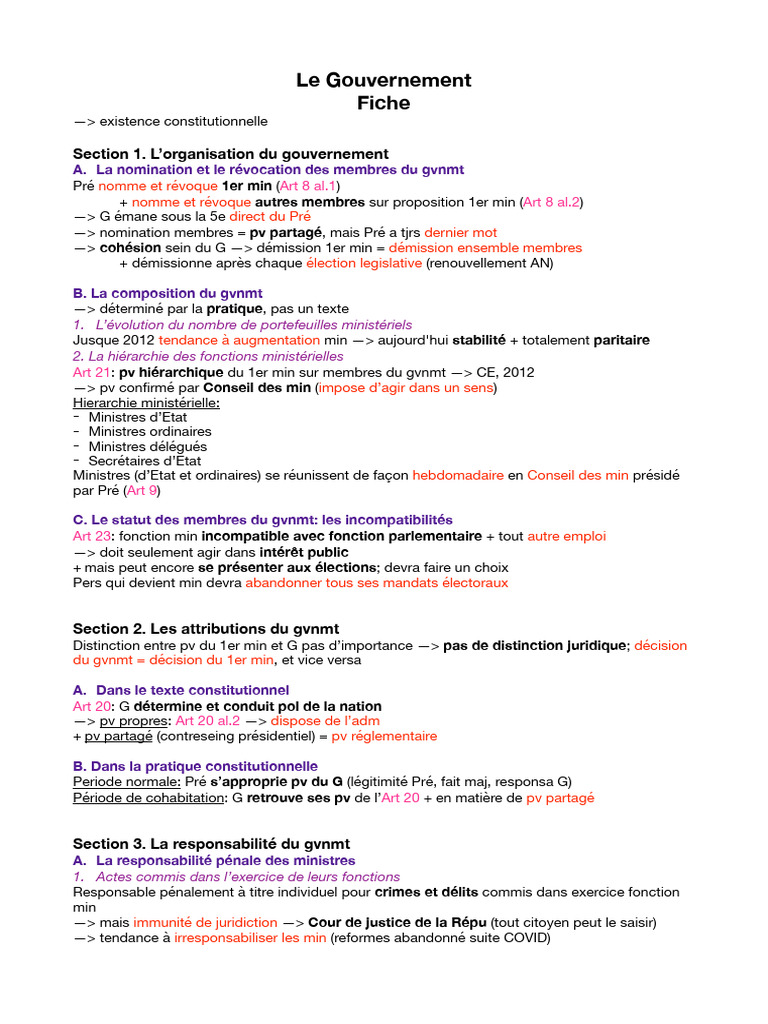 Organisation et responsabilités du gouvernement | PDF | Gouvernance ...