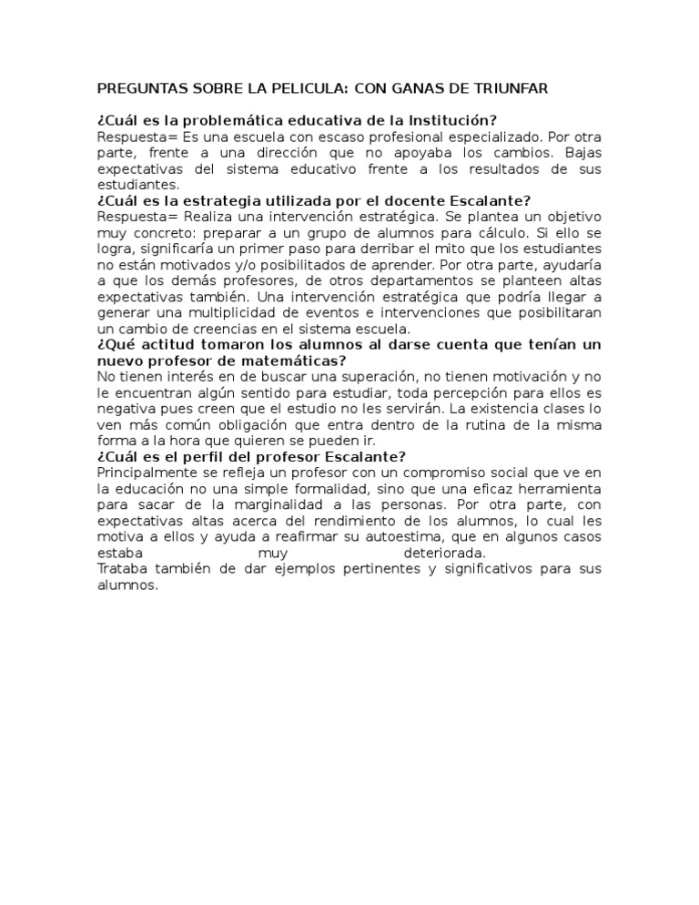 Preguntas Sobre La Pelicula | PDF | Cognición | Conceptos psicologicos