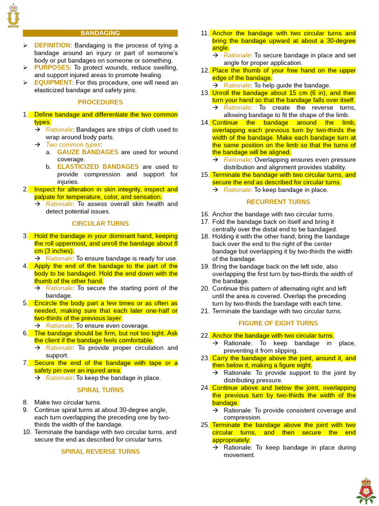 Return Demonstrations (Bandaging) | PDF