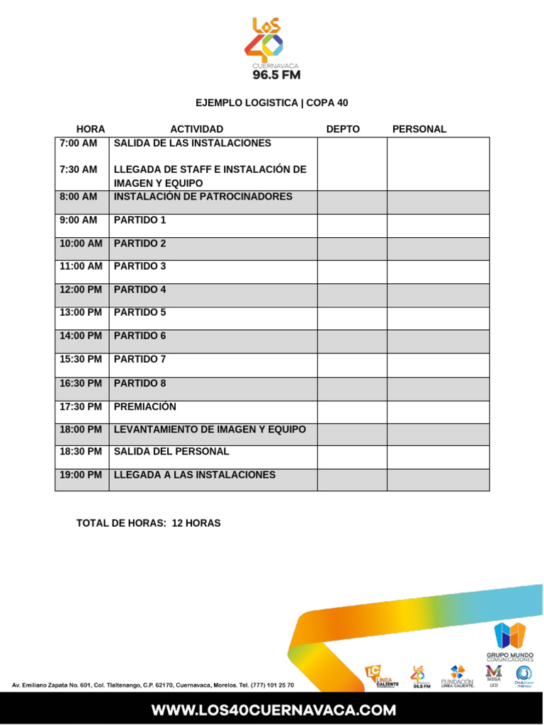 Ejemplo Logistica Copa 40 | PDF