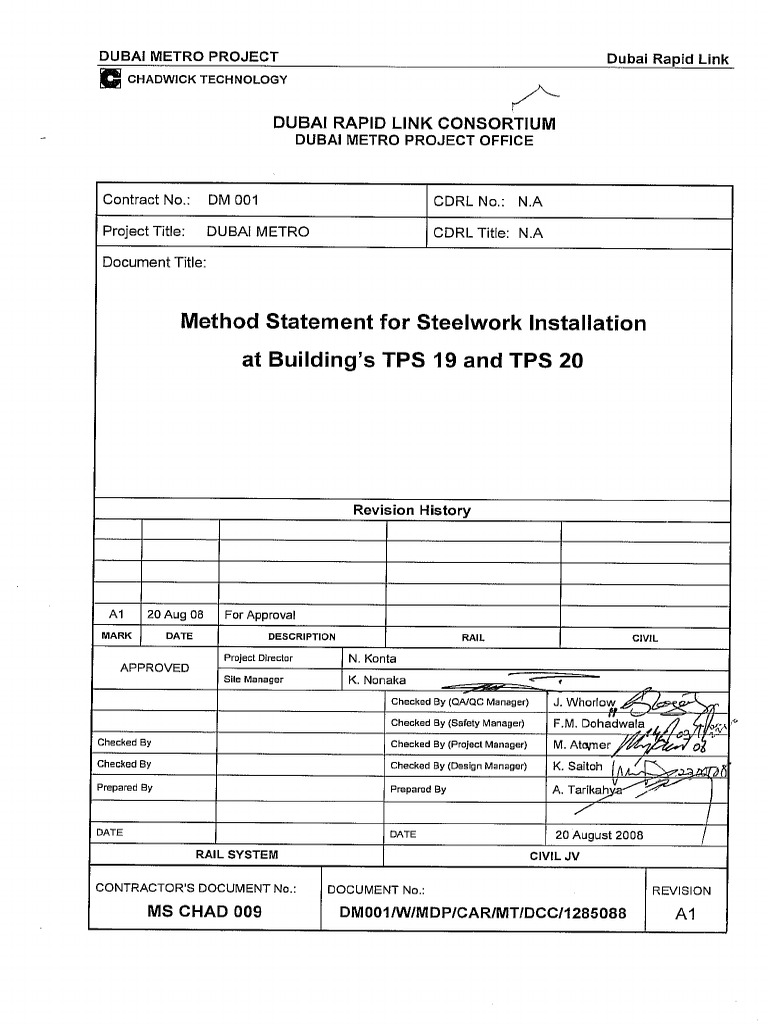 Method Statement For Steelwork Installation at Building's TPS19 and TPS ...