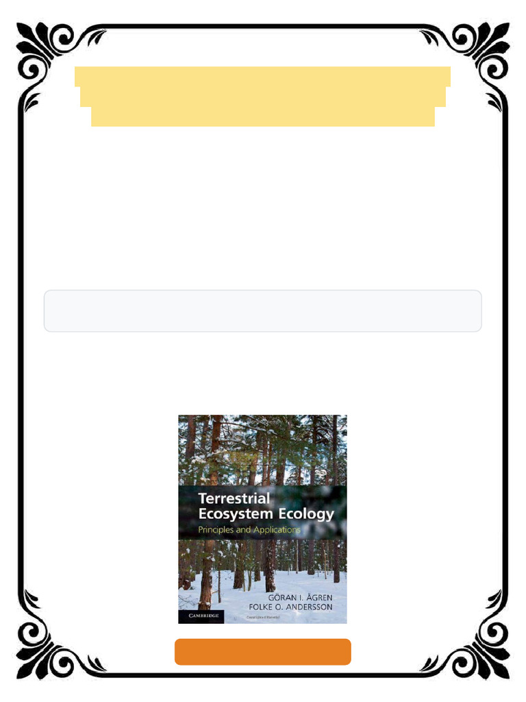 Terrestrial Ecosystem Ecology Principles and Applications 1st Edition ...