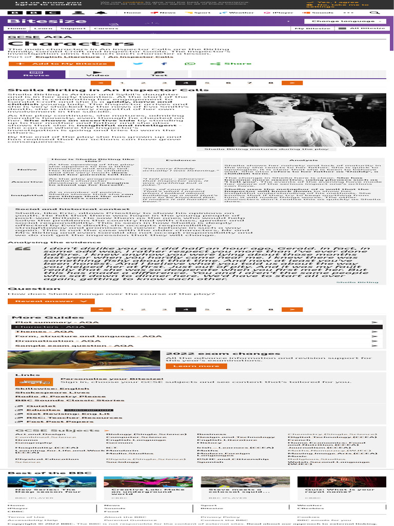 Sheila Birling in An Inspector Calls - Characters - AQA - GCSE English ...