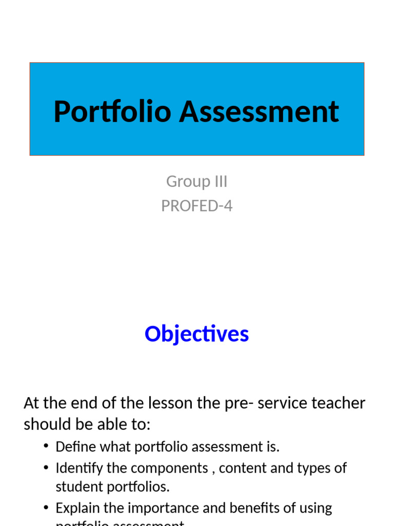 Understanding Portfolio Assessment | PDF | Educational Assessment ...