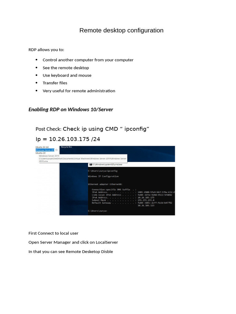 Remote Desktop Configuration Guide | PDF