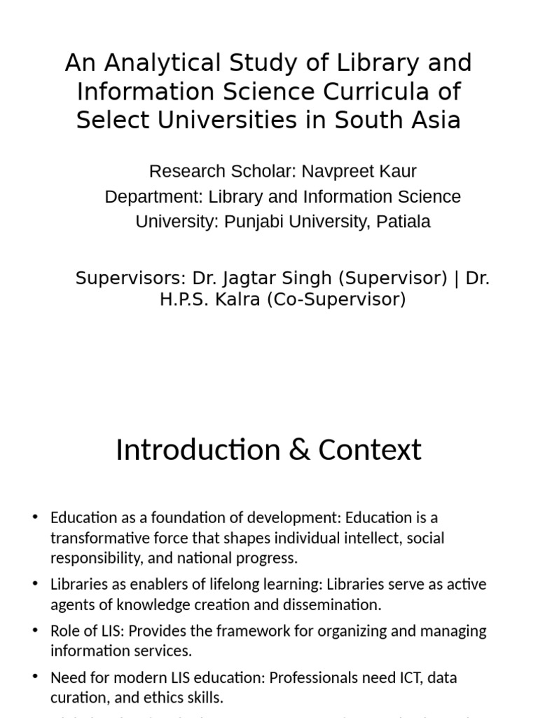 South Asia LIS Curriculum Analysis | PDF | Curriculum | Information And ...