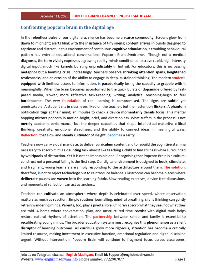 Confronting Popcorn Brain in The Digital Age | PDF | Grammatical Number ...