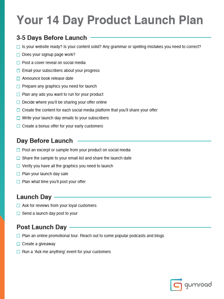14-Day Product Launch Checklist | PDF