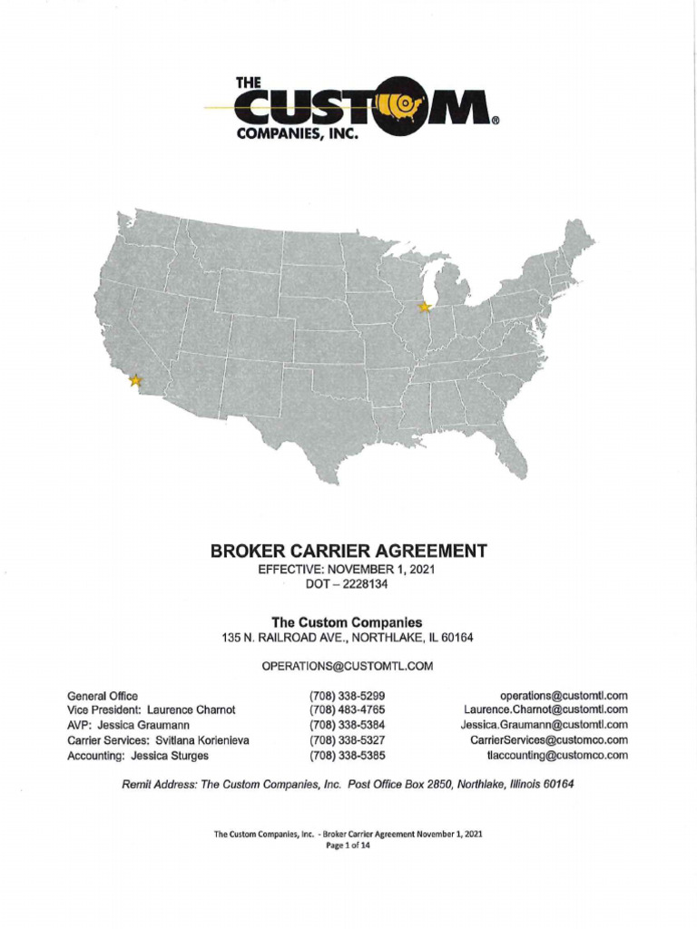 The Custom Companies Carrier Broker Agreement | PDF