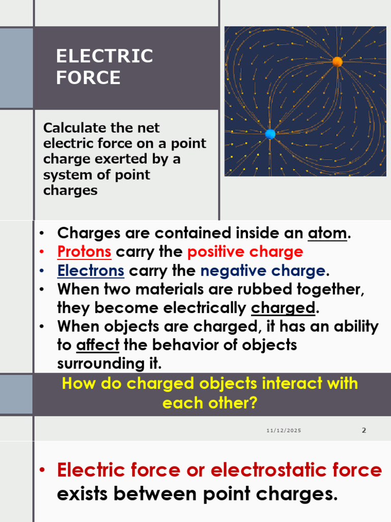LESSON 2 Electric Force On A Point Charge | PDF | Electric Charge | Force