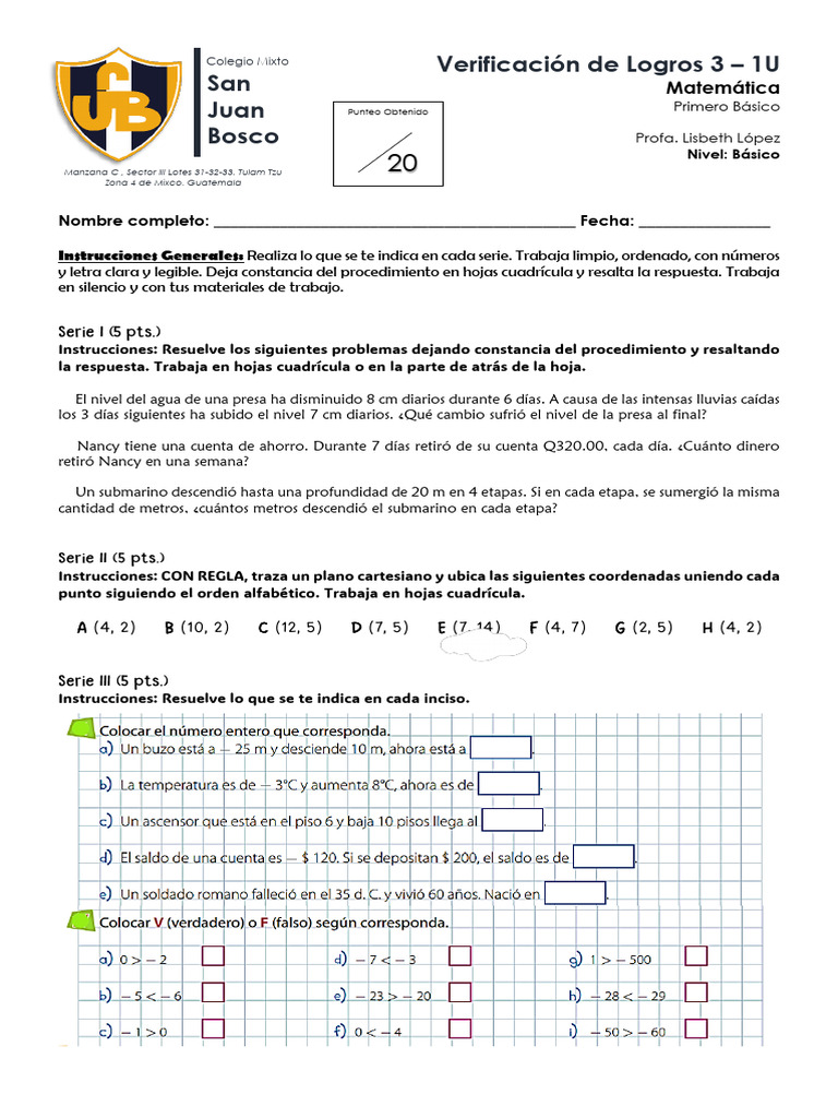 1B Matemática (23 Copias) | PDF