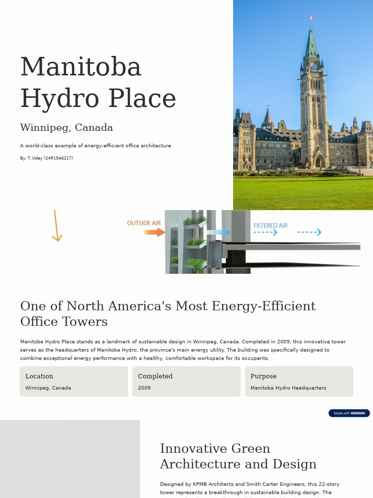 Manitoba Hydro Place: Energy-Efficient Design | PDF | Efficient Energy ...