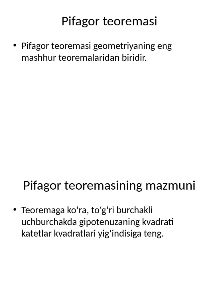 pifagor_teoremasi_slayd | PDF