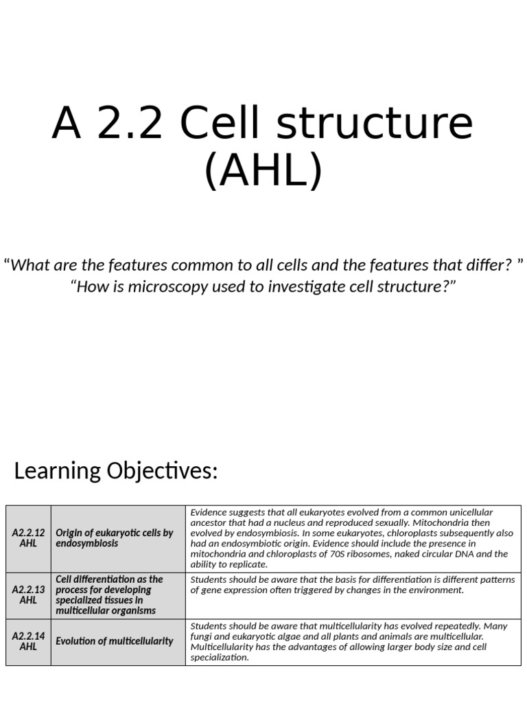 A 2.2 HL Cell Structure | PDF | Cell (Biology) | Eukaryotes
