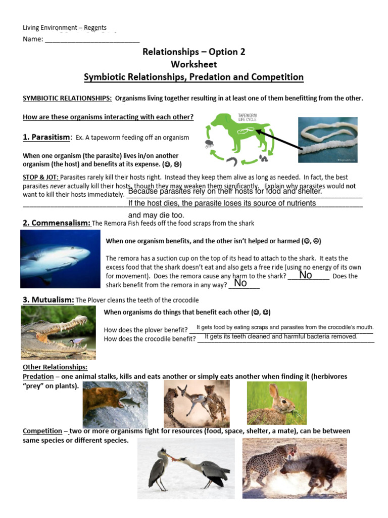 Symbiotic Relationships | PDF | Symbiosis | Parasitism