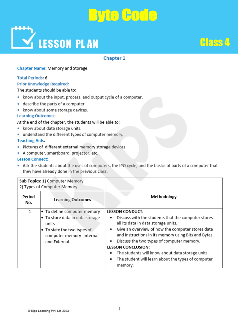 Lesson Plan - Byte Code - Book 4 | PDF | Computer Data Storage | Microsoft Power Point