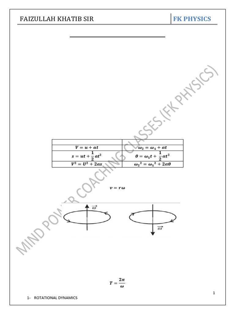 1 Rotational Dynamics (Self Notes) | PDF | Rotation Around A Fixed Axis ...