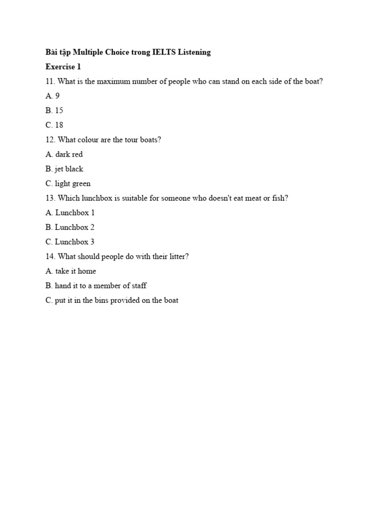 IELTS Listening Multiple Choice Practice | PDF