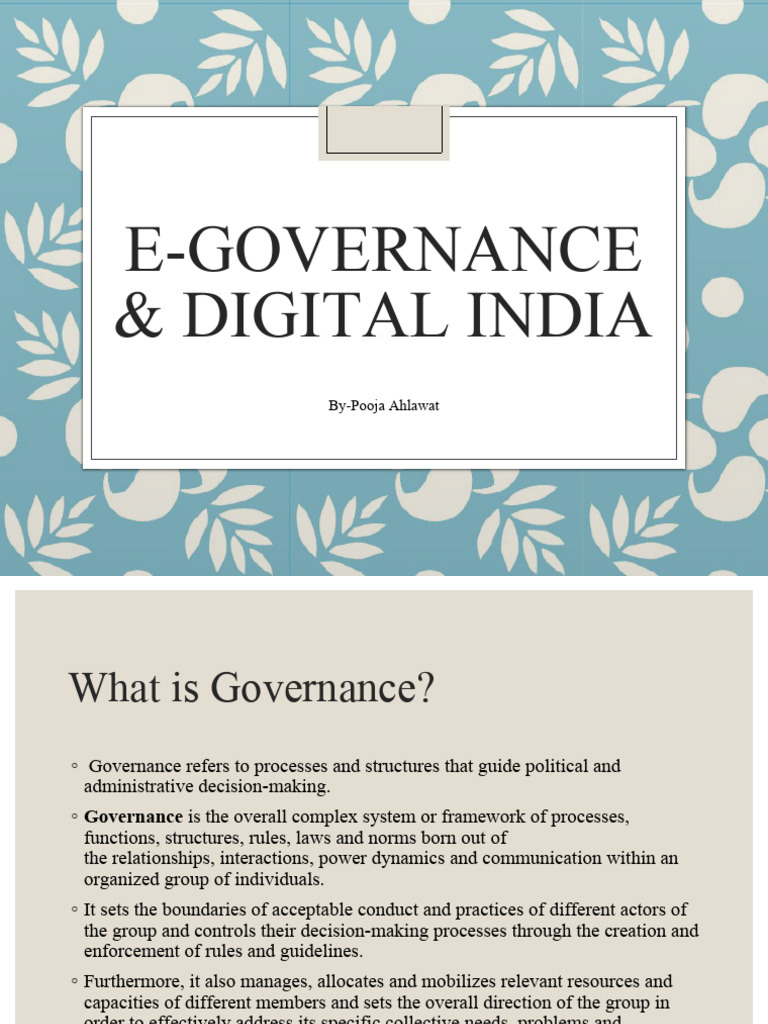 E-Governance and Digital India Overview | PDF | Governance | Computing
