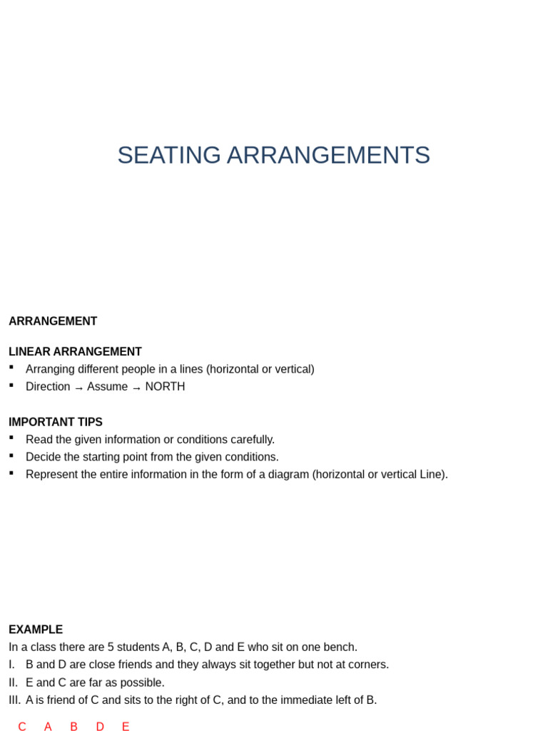 Seating Arrangements Guide: Linear & Circular | PDF