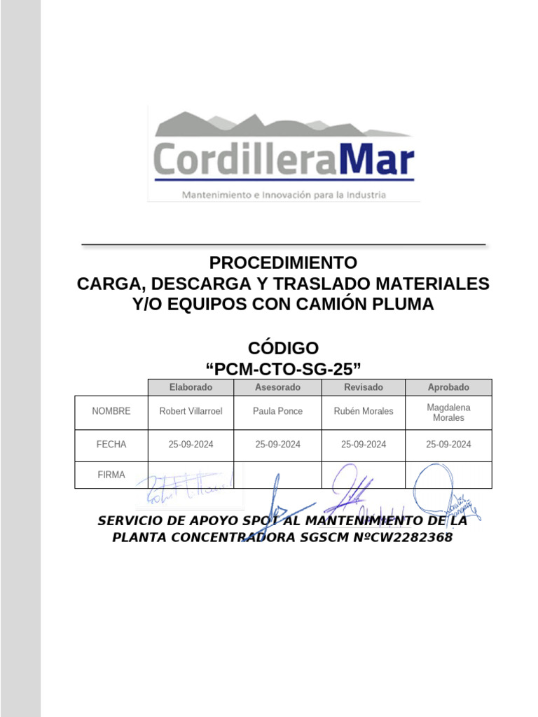 Pcm-Cto-Sg-25 Carga, Descarga y Traslado Materiales Yo Equipos Con ...