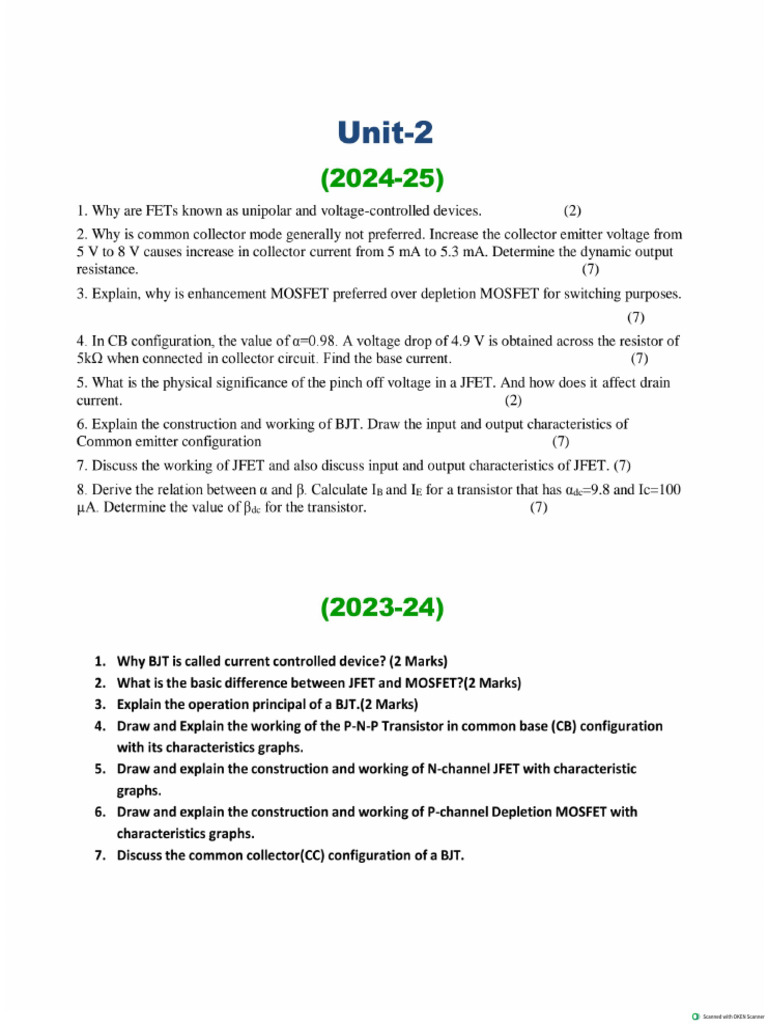 Unit 2 Question Bank | PDF