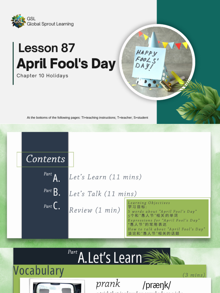 Lesson 87 April Fool_s Day.pdf | PDF | Linguistics | Learning