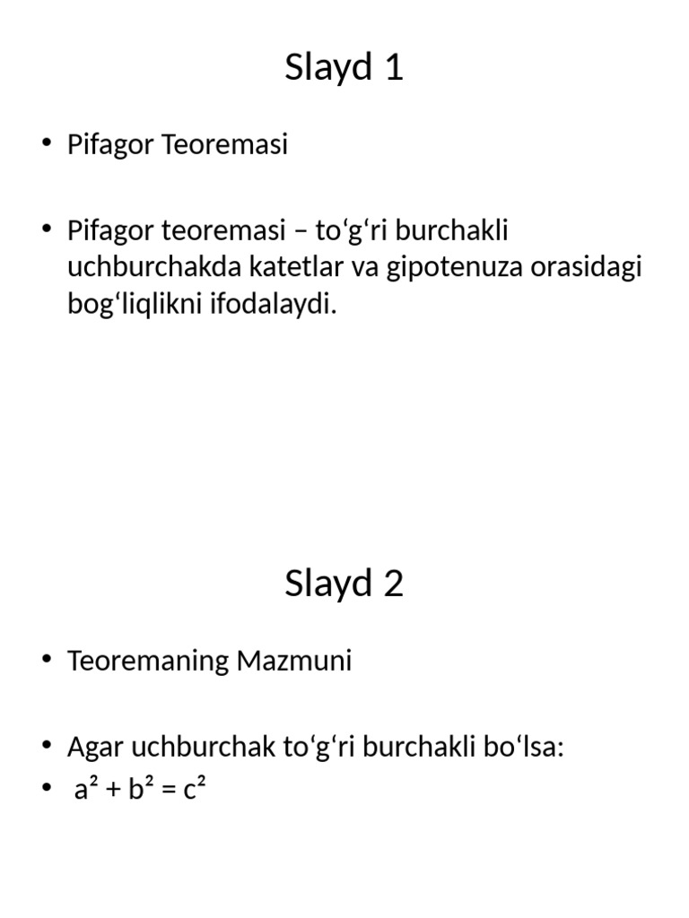 Pifagor Slayd | PDF