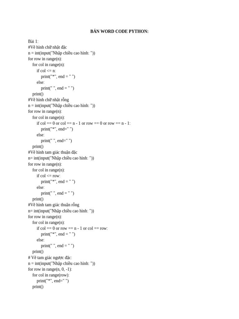 BẢN WORD CODE PYTHON | PDF