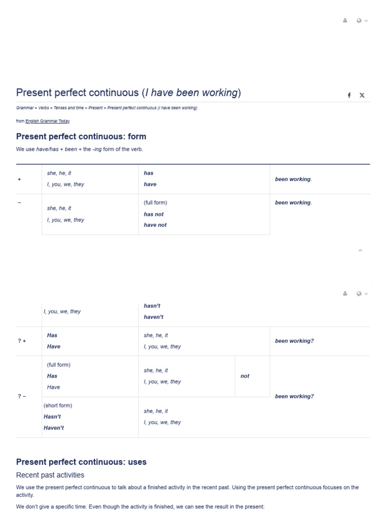 Present Perfect Continuous Explained | PDF | Syntax | Semantics