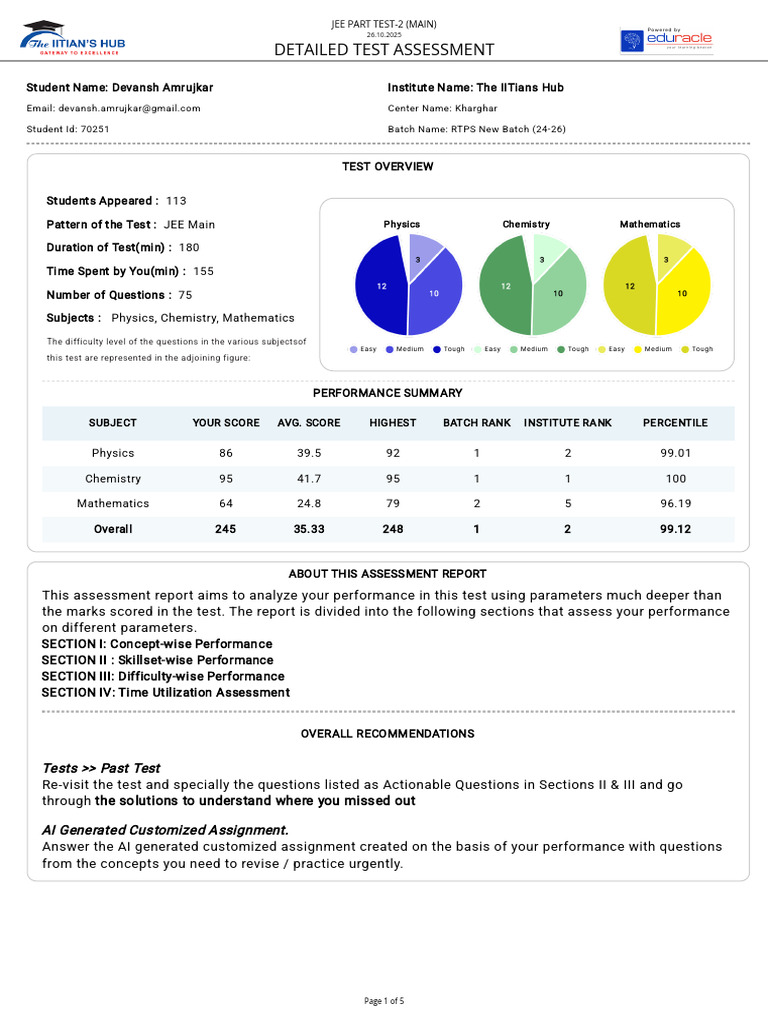 JEE Part Test 2 Main 984895 70251-1761502671 | PDF | Optics | Euclidean ...
