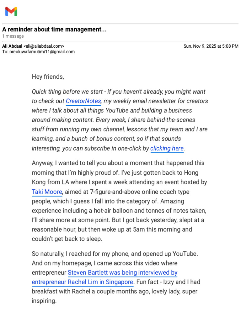 Gmail - A Reminder About Time Management... | PDF