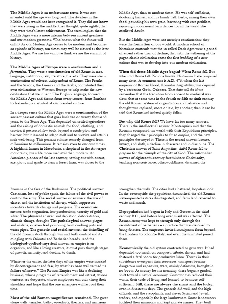 The Middle Ages Reading 2020 | PDF | Roman Empire | Middle Ages