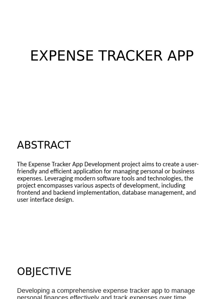 Expense Tracker App Development Guide | PDF