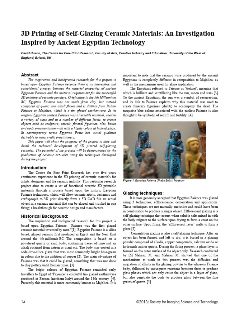 3D Printing Self-Glazing Ceramics | PDF | Pottery | Materials