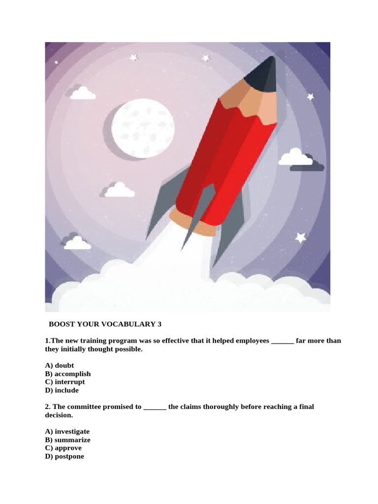 Vocabulary Boosting Exercises | PDF