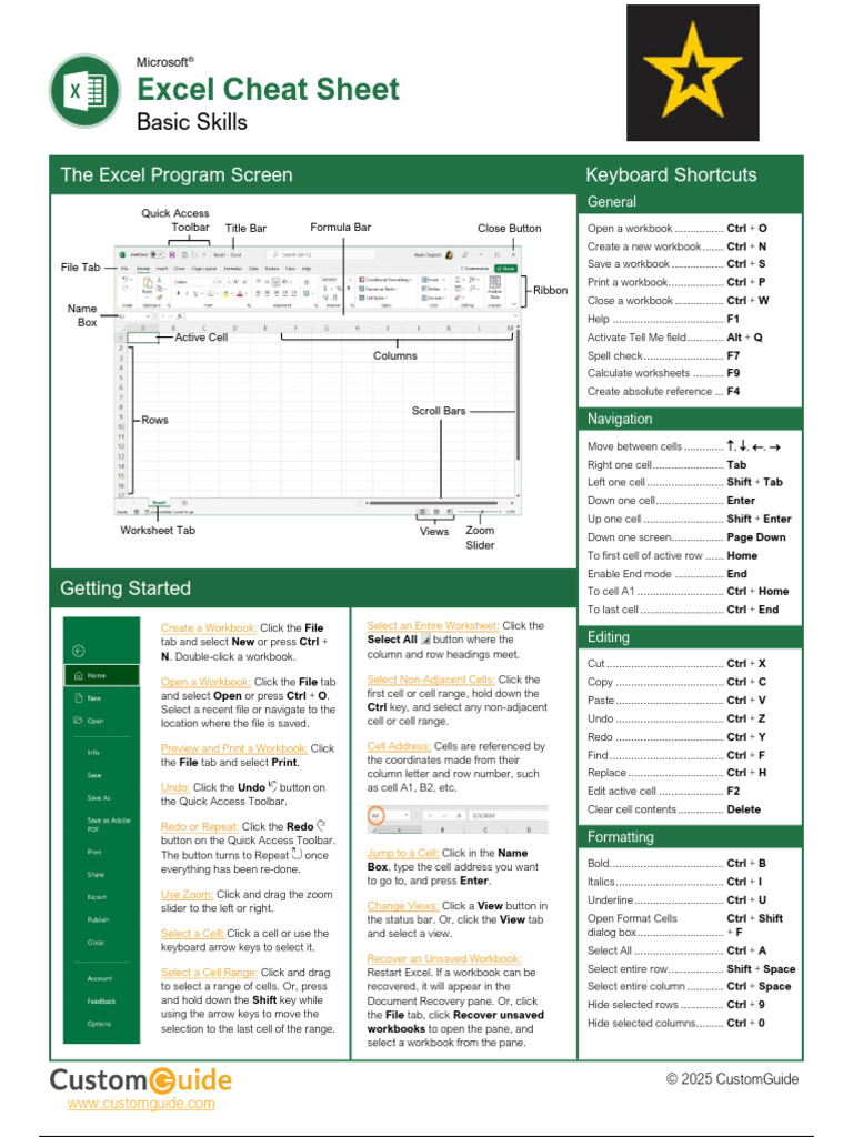 Excel Cheat Sheet | PDF | Microsoft Excel | Software