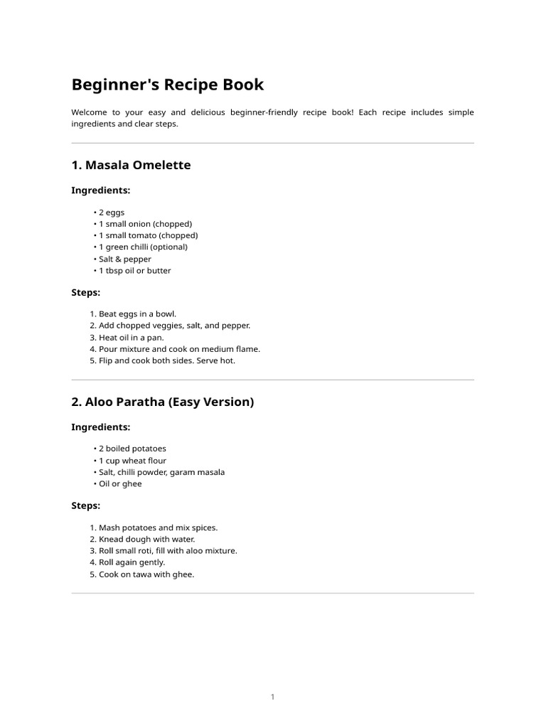 Beginner Recipe Book | PDF | Pasta | Cooking