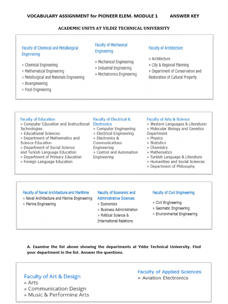 A1-Vocabulary Elementary Module 1_Answer Key | PDF | Dictionary ...