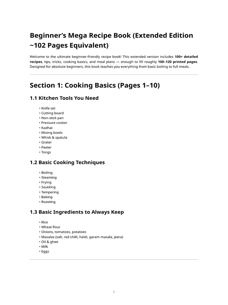Beginner's Ultimate Recipe Guide | PDF
