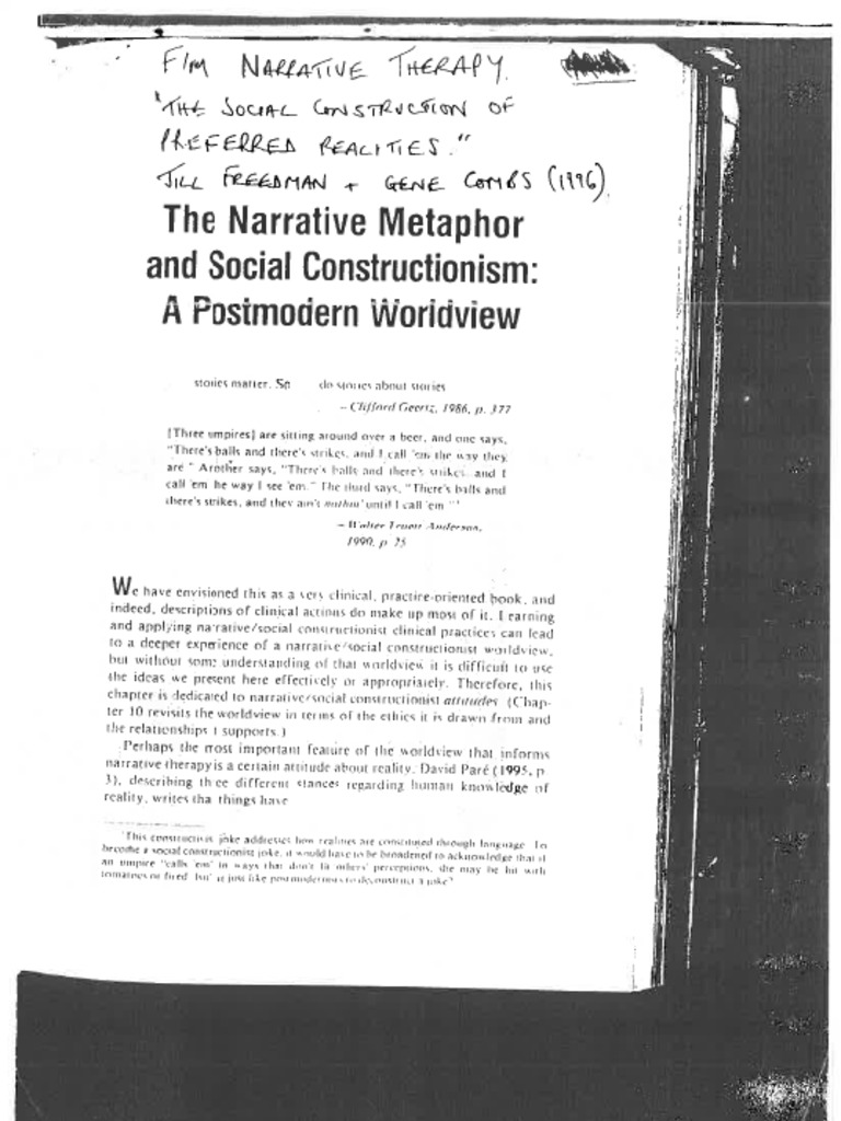 Narrative Metaphor & Social Constructionism | PDF