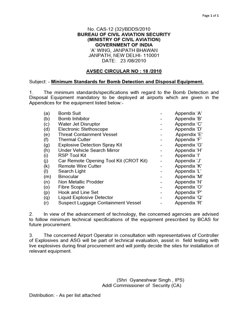 Minimum Standards for Bomb Detection Equipment | PDF | Bomb Disposal ...