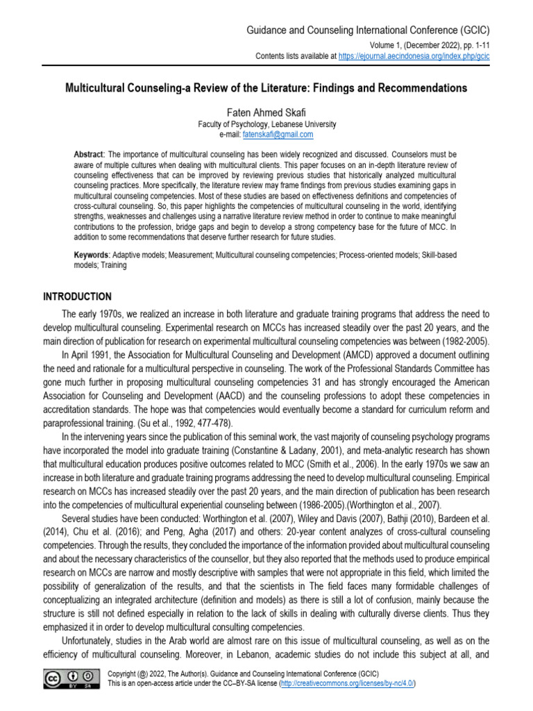 Multicultural Counseling Competencies Review | PDF | Counseling ...