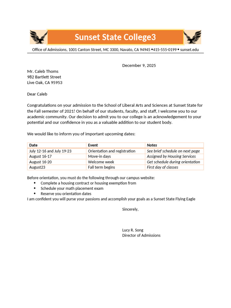 SC WD 3 ThomasWelcomeLetter-2 | PDF