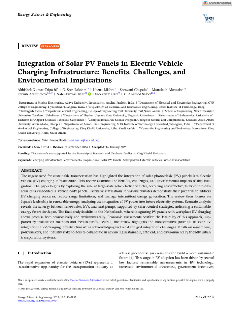 Energy Science Engineering - 2025 - Tripathi - Integration of Solar PV ...