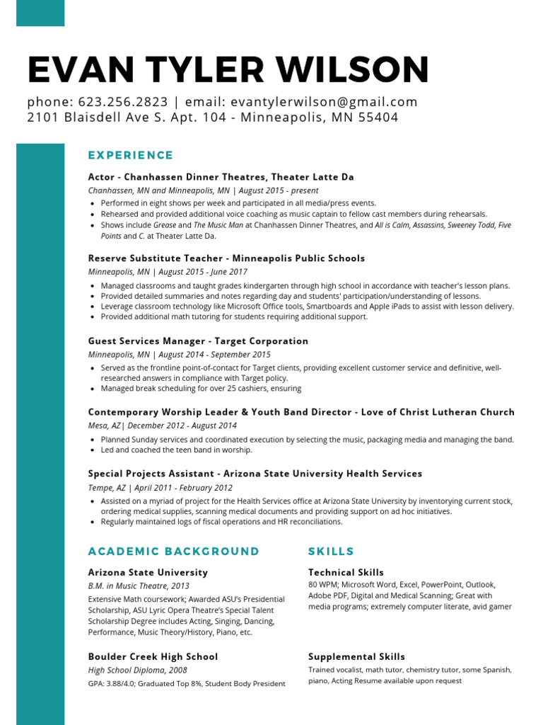 Evan Tyler Wilson Resume | PDF | Arizona State University