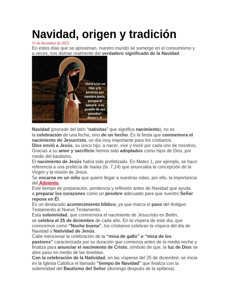 Origen y Tradiciones de la Navidad | PDF | Natividad De Jesus | Navidad