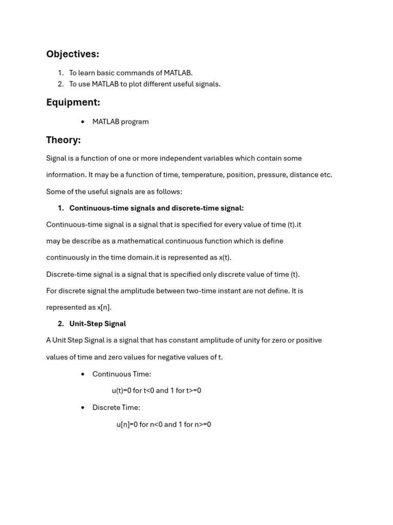 labsheet1 | PDF | Discrete Time And Continuous Time | Applied Mathematics